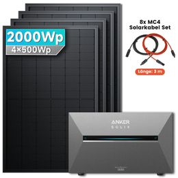 Solarmars&reg; 2000W Balkonkraftwerk mit Speicher, Anker SOLIX Solarbank 3 E2700 Pro - Ohne Halterung