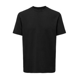 Only & Sons Rundhalsshirt ONLY & SONS "ONSKIAN LIFE REG SEERSUCKER SS TEE NOOS", Herren, Gr. XXL, schwarz, Single Jersey, Obermaterial: 97% Baumwolle, 3% Elasthan, regular fit normal, Rundhals, Shirts Rundhalsshirt