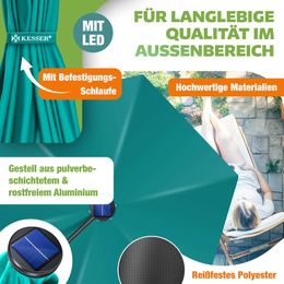 Kesser&reg; Alu Ampelschirm LED Solar + Abdeckung mit Kurbelvorrichtung UV-Schutz Aluminium mit An-/Ausschalter Wasserabweisend - Sonnenschirm Schirm Gartenschirm