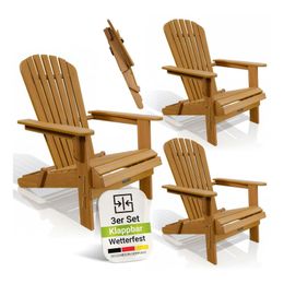 Juskys&reg; Garten Liegestuhl Korfu 3er Set &ndash; aus Akazienholz, klappbar, 85x69x94 cm, natur, ge&ouml;lt, Gartenstuhl, Sonnenliege