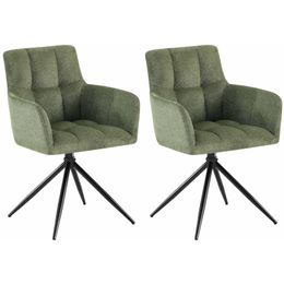 CLP Esszimmerst&uuml;hle 2er Set, Sessel Jonah drehbar mit Armlehnen, moderne Drehst&uuml;hle mit Stoff f&uuml;r Wohnzimmer, bis 150 kg belastbar