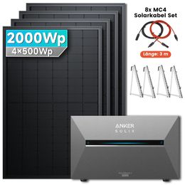 Solarmars&reg; 2000W Balkonkraftwerk mit Speicher, Anker SOLIX Solarbank 3 E2700 Pro - Mit Balkonhalterung