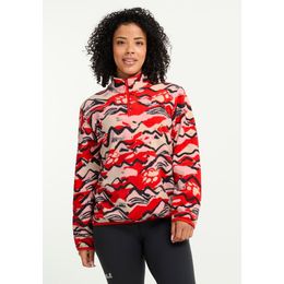 Strickfleece-Pullover Jack Wolfskin "PAW ERA 100 PRINT HZ W", Damen, Gr. L (42/44), mountain paw, Obermaterial: 100% Polyester, normal, Rundhals, Pullover, aus Strickfleece, mit halbem Rei&szlig;verschluss, mit Rundhalsausschnitt