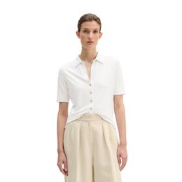 Marc O'Polo Kurzarmshirt MARC O'POLO "aus LENZING&trade; ECOVERO&trade;", Damen, Gr. XS, grau wei&szlig;, Obermaterial: 94% Viskose, 6% Elasthan, unifarben, regular fit, normaler Saum, Shirts