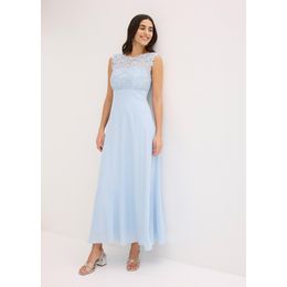 bonprix Maxikleid mit Spitze, blau, Gr.38, Elegantes Abendkleid mit Spitze im Oberteil und einem R&uuml;cken-Cut-Out