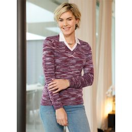 WITT Damen 2-in-1-Pullover in Melange-Optik, ros&eacute;-burgund-meliert, Gr&ouml;&szlig;e 40