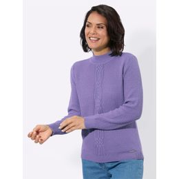 WITT Damen Rollkragenpullover mit Strickmuster vorne, lavendel, Gr&ouml;&szlig;e 40