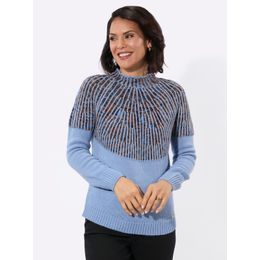 WITT Damen Norwegerpullover mit Rippabschl&uuml;ssen, bleu-cognac-gemustert, Gr&ouml;&szlig;e 40