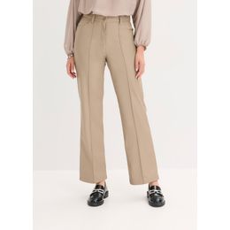 bonprix Lederimitat-straight Leg Hose mit Biese, braun, Gr.40, schicke Lederimitat-Wide Leg Hose mit BieseLederimitat