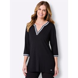feel good Damen Langarmshirt, schwarz-wei&szlig;, Gr&ouml;&szlig;e 36/38