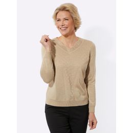 WITT Damen Langarm-Pullover mit Glanzgarn, sand-goldfarben-meliert, Gr&ouml;&szlig;e 38