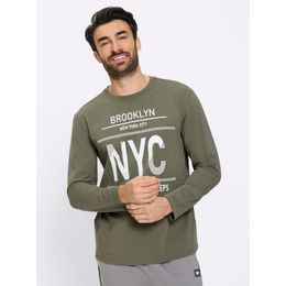Catamaran Sports Herren Freizeitshirt mit platziertem Druck, khaki-wei&szlig;-bedruckt, Gr&ouml;&szlig;e 44/46