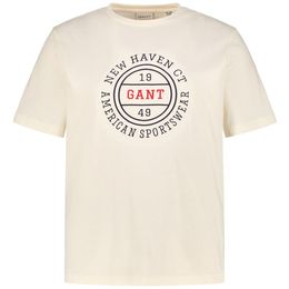 Herren Gro&szlig;e Gr&ouml;&szlig;en | Gant T-Shirt mit Label-Stickerei Farbe creme Gr&ouml;&szlig;e: 5XL