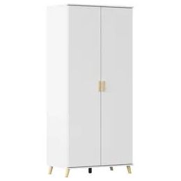 Kleiderschrank Rauch "Ottos Choice Skandi Kinderzimmer Schlafzimmerschrank FALUN", wei&szlig; (alpinwei&szlig;), B:92cm H:203cm T:53cm, Holzwerkstoff, Schr&auml;nke, Kleiderschrank, im modernen Skandi-Look, F&uuml;&szlig;e/Griffe Eiche massiv MADE IN GERMANY