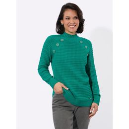 WITT Damen Stehkragenpullover mit Zierkn&ouml;pfen, smaragd, Gr&ouml;&szlig;e 38