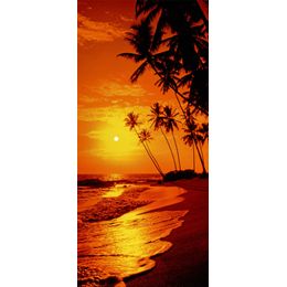 papermoon Fototapete "Sunny Palms - T&uuml;rtapete", B/L: 0,9m x 2m, bunt, Tapeten