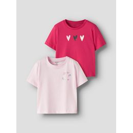 name it M&auml;dchen T-Shirt "NMFFINULA 2P NREG SS TOP BOX PB"tender touch pack:love potion, Gr. 98, bedruckt, unifarben, Jersey, Obermaterial: 100%