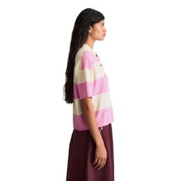 Marc O'Polo Damen Poloshirt "aus Crinkled Organic Cotton-Mix", rosa, Gr. L, MARC O'POLO DENIM, unifarben, Obermaterial: 81% Baumwolle, 19% Polyamid, Shirts