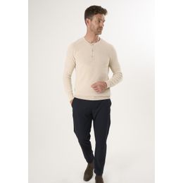 FELIX HARDY Herren Rundhalspullover "Pullover mit Rundhalsausschnitt und Kn&ouml;pfen"beige, Gr. L, 100% Baumwolle, Pullover