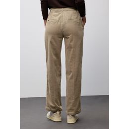 Street One Damen Cordhoseflowing beige, Gr. 42, unifarben, Cord, Obermaterial: 97% Baumwolle, 3% Elasthan, Hosen, Straight Leg, Mid Waist