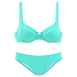 s.Oliver Damen B&uuml;gel-Bikini, blau, Gr. 42, unifarben, Recycling-Polyamid, Bikini-Sets, mit komfortablem Schnitt