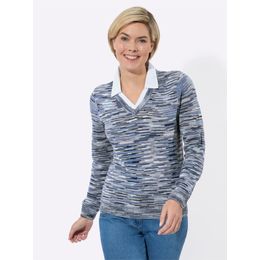 WITT Damen 2-in-1-Pullover in Melange-Optik, wei&szlig;-marine-meliert, Gr&ouml;&szlig;e 40