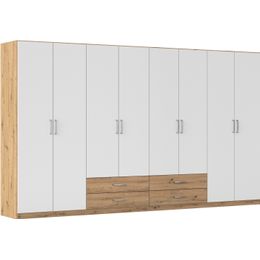 Dreht&uuml;renschrank Rauch, B:360cm H:210cm T:54cmeiche artisan, alpinwei&szlig;, griffe chrom, Holzwerkstoff, Schr&auml;nke, "Kleiderschrank Garderobe GAMMA