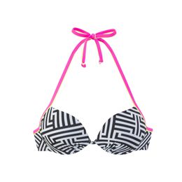 Buffalo Damen Push-Up-Bikini-Top "Gioletta", schwarz-wei&szlig;, Gr. 38, bedruckt, gemustert, Obermaterial: 83% Polyamid, 17% Elasthan. Futter: 100%