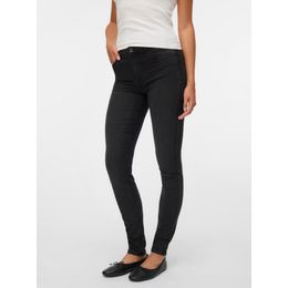 V&eacute;ro Moda VERO MODA Damen Skinny-fit-Jeans "VMTANYA MR S PIPING J VI199 GA", schwarz, Gr. M, Denim/Jeans, Obermaterial: 69% Baumwolle, 25% Polyester, 3%
