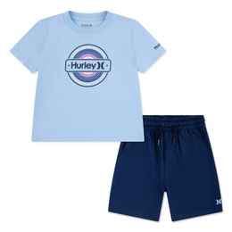 Hurley Jungen Shirt & Shorts "HRLB GFX TEE & H2O-DRI SHORT S"midnight blau, Gr. 122, Obermaterial: 56% Baumwolle, 44% Polyester. Obermaterial Hose: