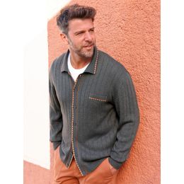 Marco Donati Herren Strickjacke mit Ripp-Muster, 50% Baumwolle, anthrazit-meliert, Gr&ouml;&szlig;e 56/58