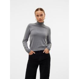 V&eacute;ro Moda VERO MODA Damen Strickpullover "VMIRIS LS ROLLNECK PULLOVER GA NOOS", grau, Gr. XS, unifarben, Strick, Obermaterial: 40% Viskose, 30% Polyamid, 27%