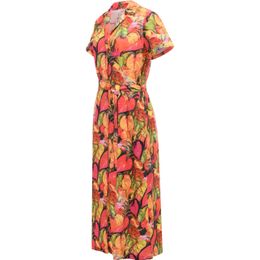 Ragwear Damen Sommerkleid "Sawira Long Print"bunt, Gr. L, Material: 100% Viskose, Kleider, Gemustertes Midikleid mit Knopfleiste