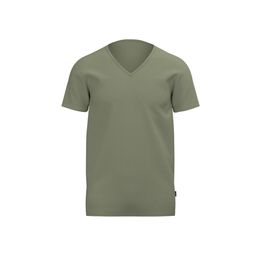 TRIGEMA Damen T-Shirt "TRIGEMA V-Shirt Slim Fit"salbei, Basic, Gr. L, Single Jersey, 100% Baumwolle, Shirts