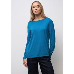 Street One Damen Strickpulloverpolaris blau, Gr. 34, unifarben, Stoff, 60% Viskose, 40% Baumwolle, Pullover, aus elastischem Materialmix