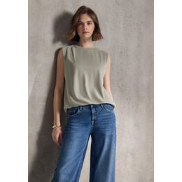 Damen T-Shirt, gr&uuml;n, Gr. 34, STREET ONE STUDIO, unifarben, Stoff, 72% Modal, 28% Polyester, Shirts, aus softem Materialmix