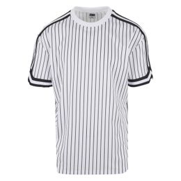 Urban Classics Damen T-Shirt "Urban Classics Herren Oversized Striped Mesh Tee"wei&szlig;, schwarz, Gr. XL, gestreift, 100% Polyester, Shirts