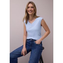Street One Damen Shirttopcashmere blau, Gr. 40, unifarben, Web, 50% Baumwolle, 50% Modal, Tops, Jersey