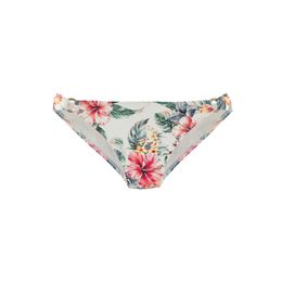 Lascana Damen Bikini-Hose "Salsa", beige, Gr. 34, gebl&uuml;mt, Microfaser, Recycling-Polyamid, Badehosen, mit Zierringen und tollem Blumenprint