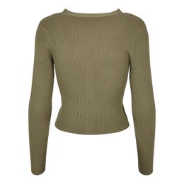 Urban Classics Damen Cardigan "Urban Classics Damen Ladies Short Rib Knit Cardigan", gr&uuml;n, Gr. XXXL, unifarben, 35% Polyacryl, 35% Viskose, 30%