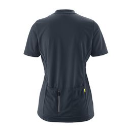 Gonso Damen Radtrikot "SITIVO Jersey Green W", blau, Gr. 38, 100% Polyester, Trikots, Damen Fahrradtrikot kurzarm, Half-Zip Trikot mit R&uuml;ckentasche