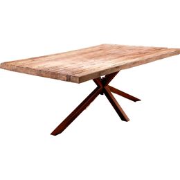 Esstisch Sit, B:240cm H:76cm T:100cm, beige, Platte recyceltes Teak, Gestell Metall, Tische, Platte aus recyceltem Teak