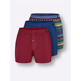 w&auml;schepur men Herren Boxershorts, jeansblau-bedruckt + dunkelblau + kirsche, Gr&ouml;&szlig;e 6