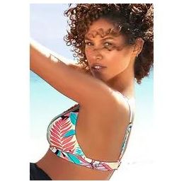 Triangel-Bikini-Top Lascana ACTIVE "Layne", Damen, Gr. 34, Cup C/D, bunt (t&uuml;rkis, gelb, bedruckt), Polyamid, bedruckt, Bikini-Oberteile, mit 3 Tragevarianten