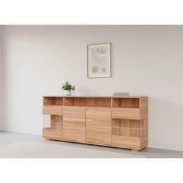 Sideboard OTTO HOME, B:199cm H:85cm T:40cmwei&szlig;, neutral, Wohnzimmer, Sideboards, "VETRO Teilmassiv, Fronten Massivholz, Wohnzimmer,