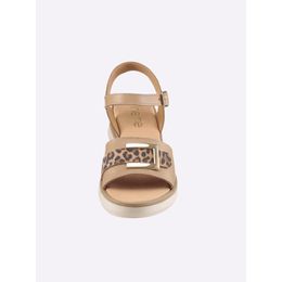 Heine Damen Sandalette, Gr. 36, beige, Leder, Rindsleder, Schuhe