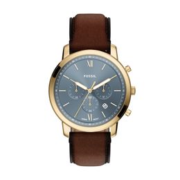Fossil Damen Chronograph "Neutra"braun, goldfarben, grau, Armbanduhren, Quarzuhr, Armbanduhr, Herrenuhr, Lederarmband, analog, Tag