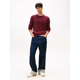 Tommy Jeans Herren Strickpullover "BADGE CABLE", rot, Gr. XXXL, Strick, Obermaterial: 100% Baumwolle, Pullover, Slim Fit, Rundhals
