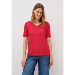Cecil Damen T-Shirt, rot, Basic, Gr. XXL, unifarben, Web, 100% Baumwolle, Shirts, aus reiner Baumwolle