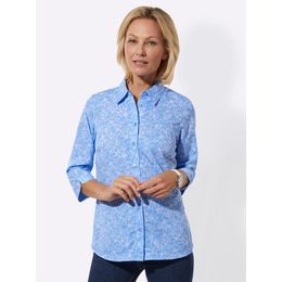 Classic Basics Damen Hemdblusehimmelblau, wei&szlig;, bedruckt, Gr. 40, gebl&uuml;mt, gemustert, mehrfarbig, 100% Polyester, Blusen